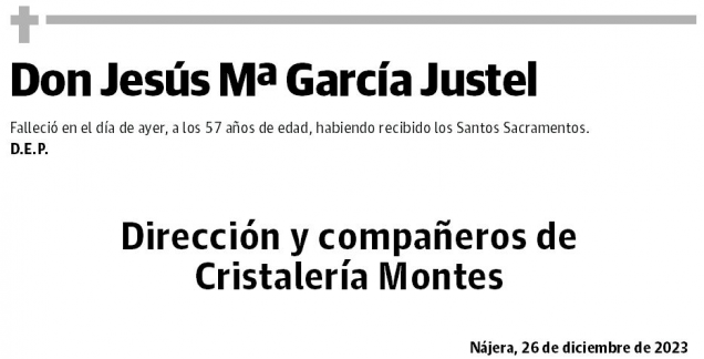 Don Jesús Mª García Justel | Esquela Necrológica | La Rioja