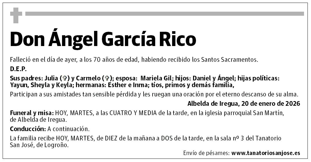 Don Ángel García Rico | Esquela | La Rioja